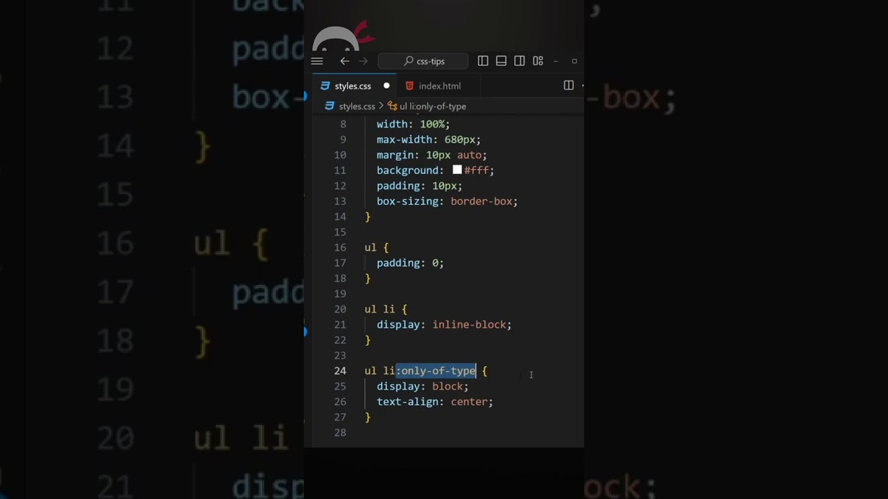 تماشای ویدیو: CSS Tip - Using the only-of-type pseudo class shorts - اینما